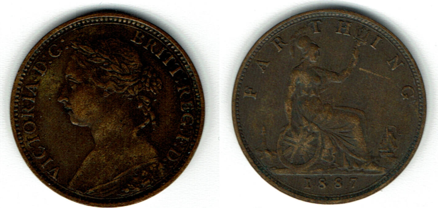 1 Farthing Großbritannien 1887, Farthing, Erhaltung siehe Scan! sehr ...