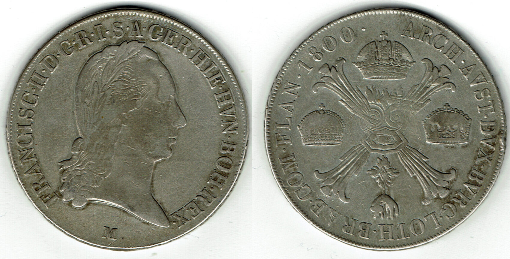 Haus Habsburg - Franz II. Haus Habsburg, Franz II., Kronentaler 1800 M (Mailand), Erhaltung ...