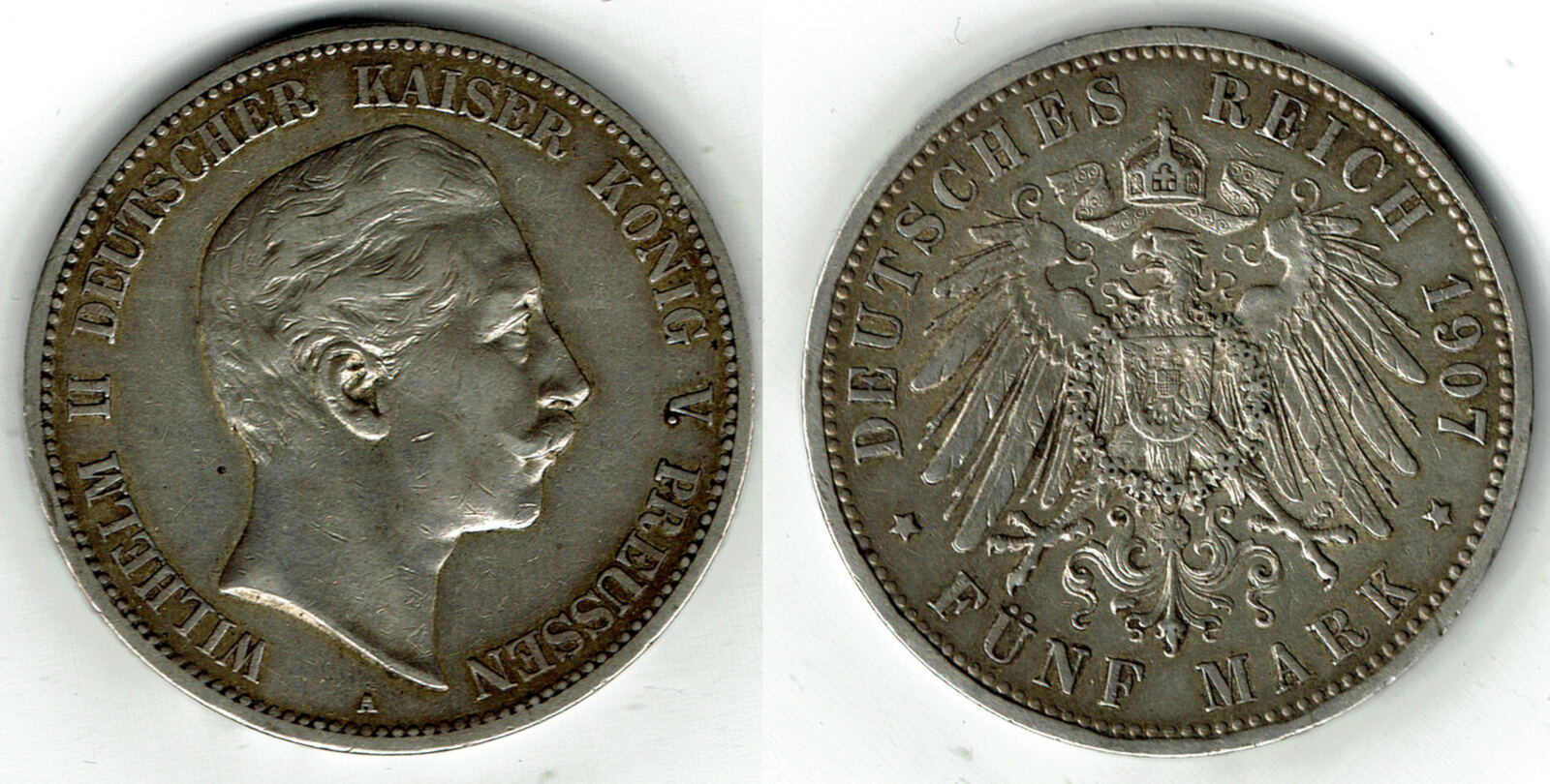 Preußen 5 Mark 1907 A, Wilhelm II., Erhaltung siehe Scan! sehr schön | MA-Shops