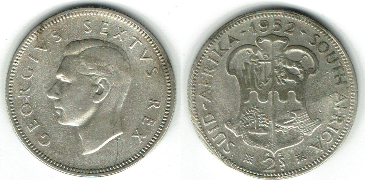 Südafrika 2 Shilling 1952, Elisabeth II.. fast sehr schön | MA-Shops