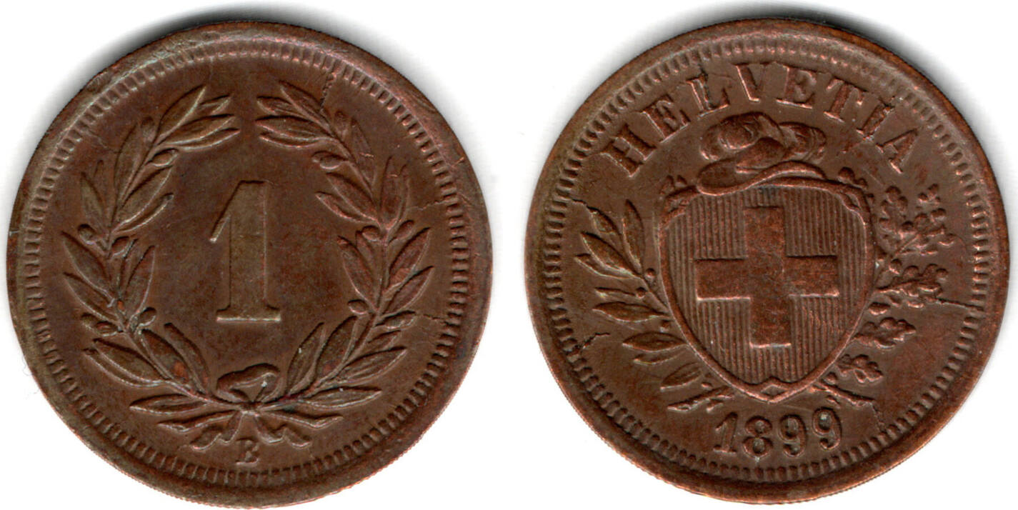 Schweiz, Kursmünze 1 Rappen 1899 B, Erhaltung siehe Scan! sehr schön | MA-Shops
