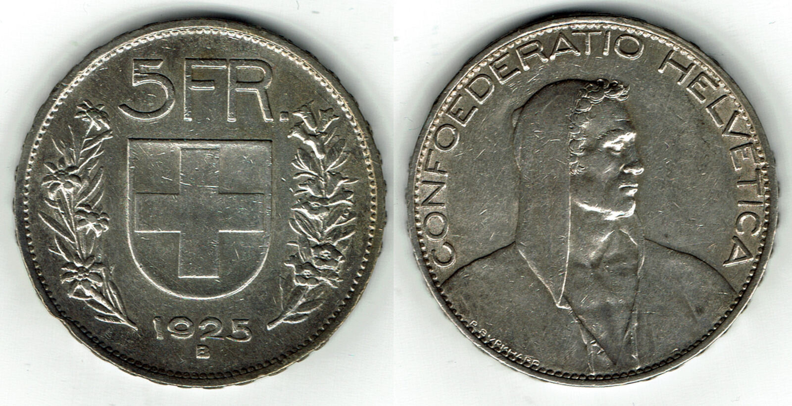 Schweiz 1925 B, 5 Franken Kursmünze, Helvetia n. rechts / Wappen siehe Scan! sehr schön | MA-Shops