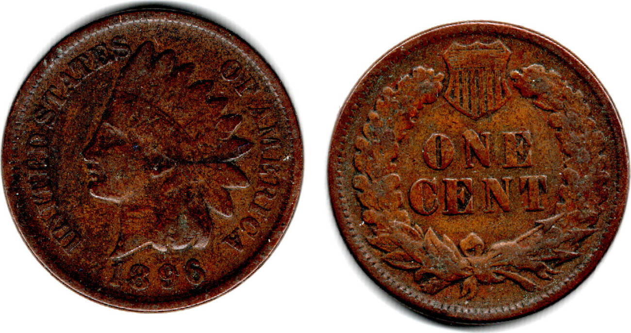 USA 1 Cent Kursmünze 1896, Indian Head! sehr schön | MA-Shops