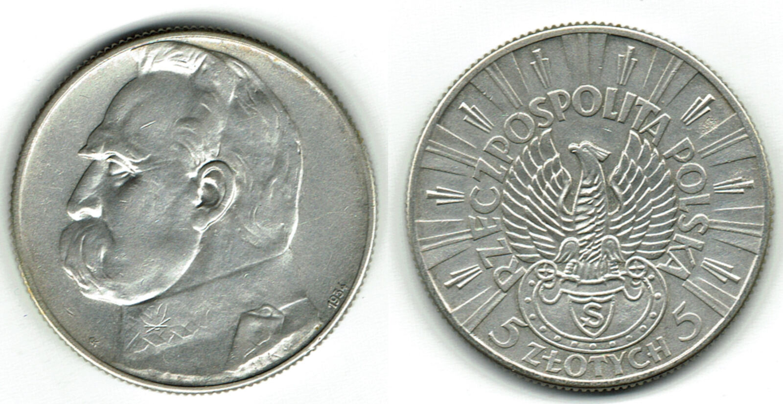 Polen, Kursmünze 5 Zloty 1934, Pilsudski! Rifle Corps Eagle sehr schön bis vorzüglich | MA-Shops