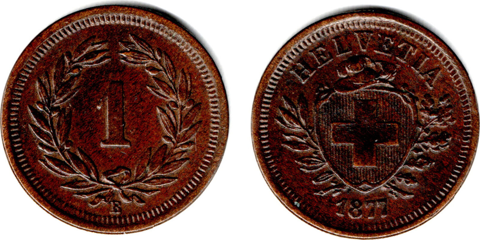 Schweiz, Kursmünze 1 Rappen 1877 B, Erhaltung siehe Scan! fast vorzüglich | MA-Shops