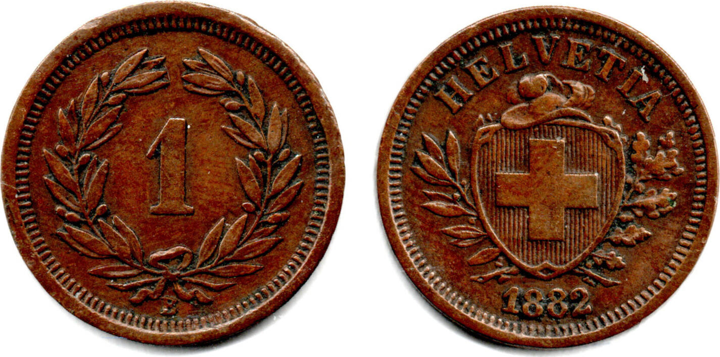 Schweiz, Kursmünze 1 Rappen 1882 B, Erhaltung siehe Scan! sehr schön | MA-Shops