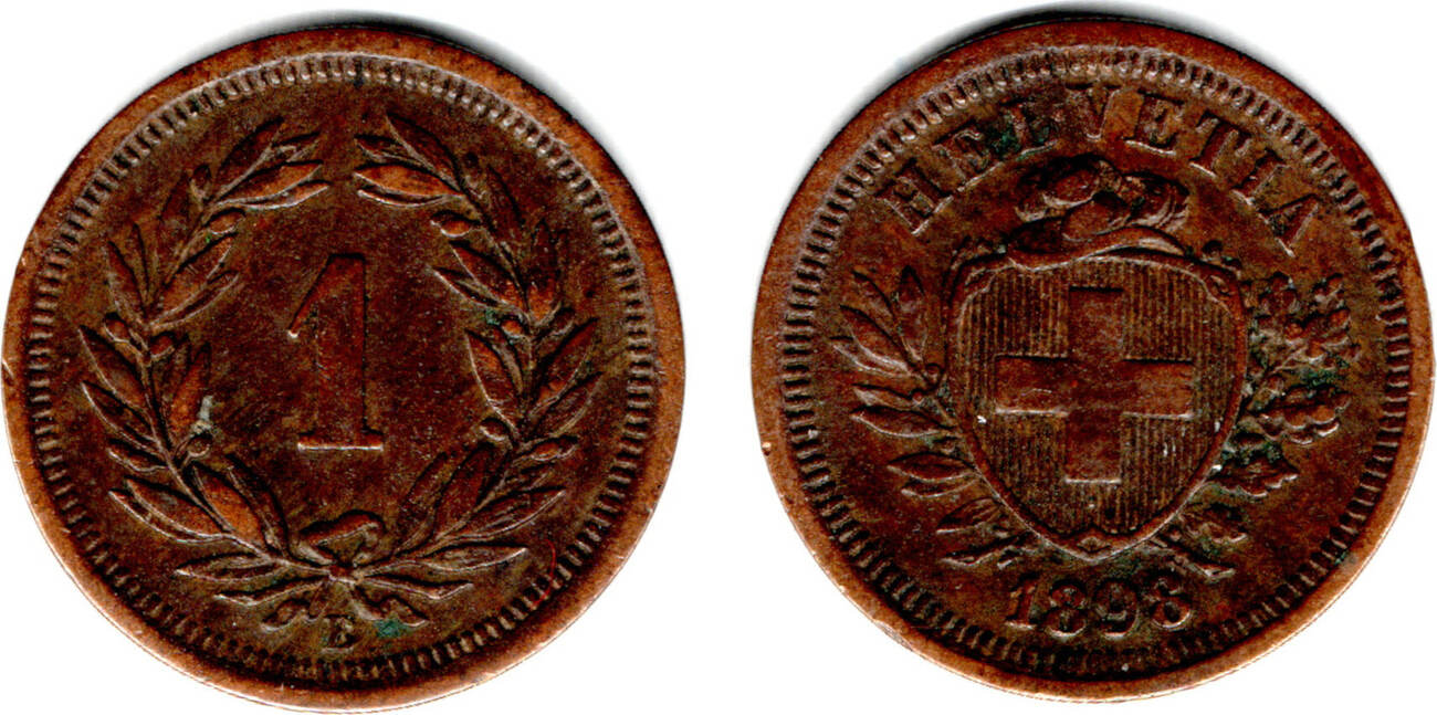 Schweiz, Kursmünze 1 Rappen 1898 B, Erhaltung siehe Scan! sehr schön | MA-Shops
