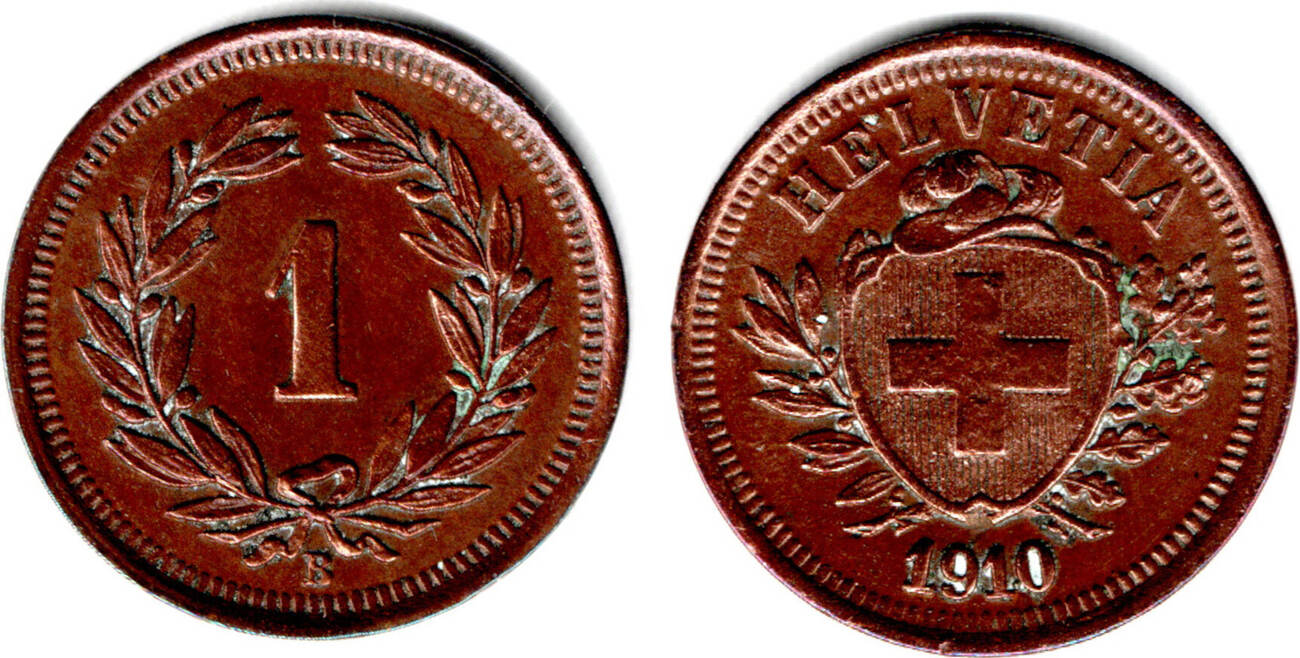 Schweiz, Kursmünze 1 Rappen 1910 B, Erhaltung siehe Scan! vorzüglich | MA-Shops
