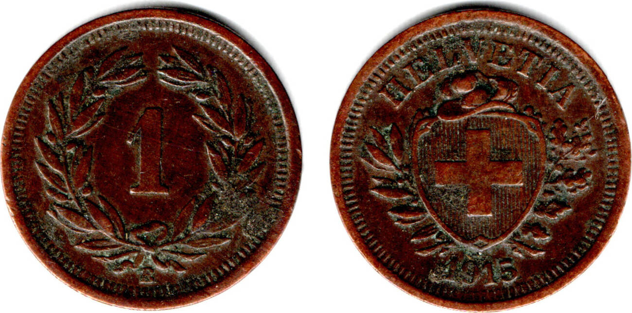 Schweiz, Kursmünze 1 Rappen 1915 B, Erhaltung siehe Scan! sehr schön | MA-Shops