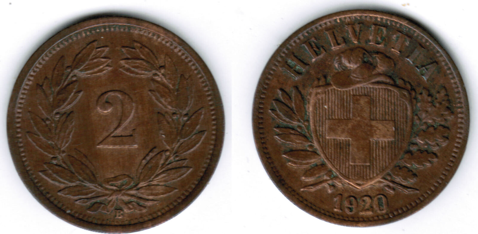 Schweiz, Kursmünze 2 Rappen 1920 B, Erhaltung siehe Scan! sehr schön bis vorzüglich | MA-Shops