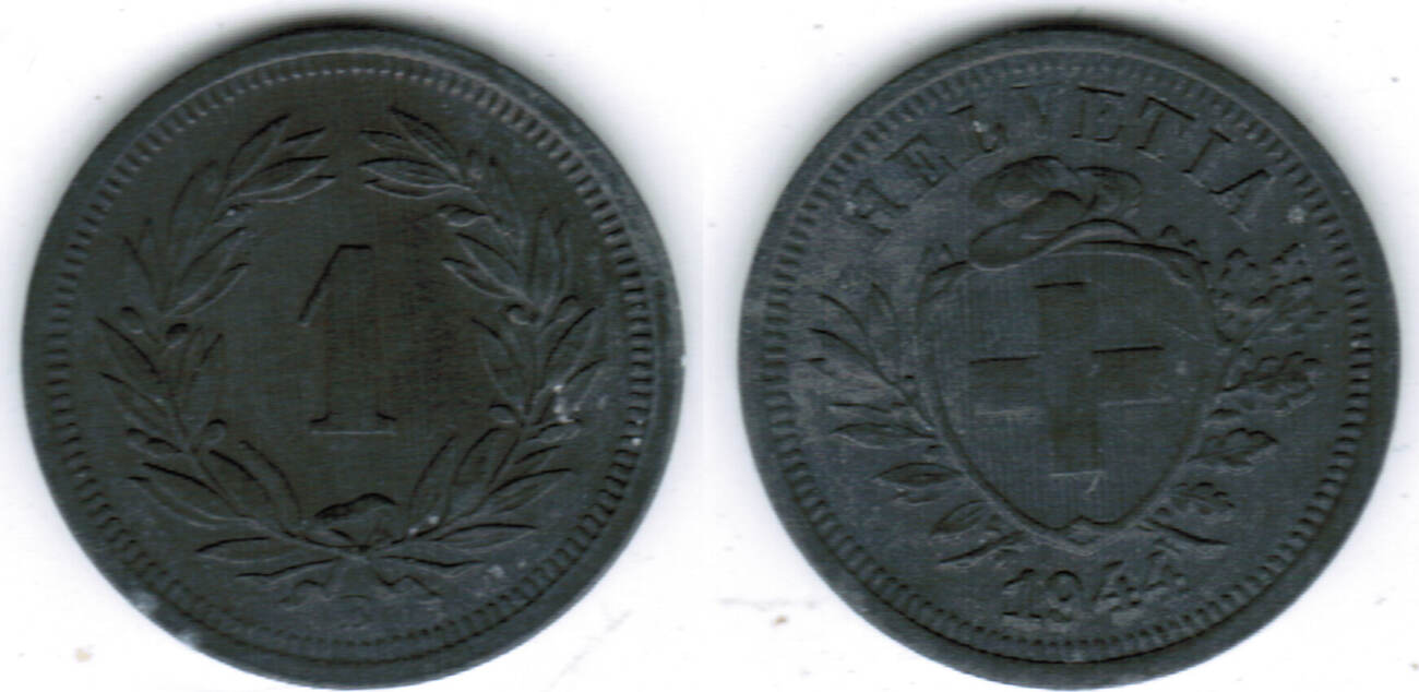 Schweiz, Kursmünze 1 Rappen 1944 B, Erhaltung siehe Scan! vorzüglich | MA-Shops