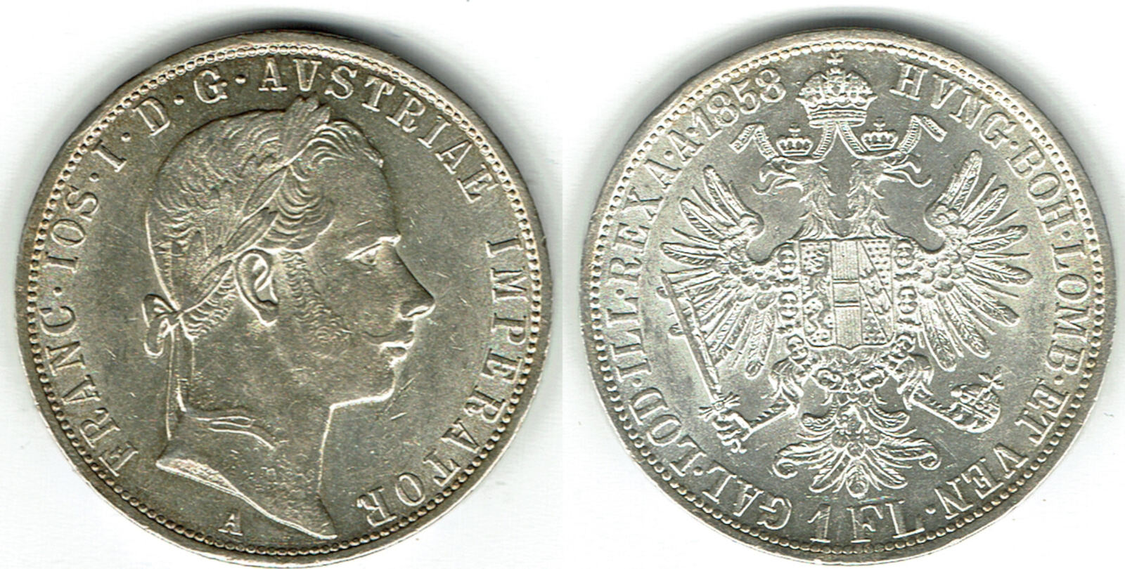 Österreich 1 Florin (Gulden) Franz Joseph I., Florin 1858 A, Erhaltung siehe Scan! vorzüglich ...
