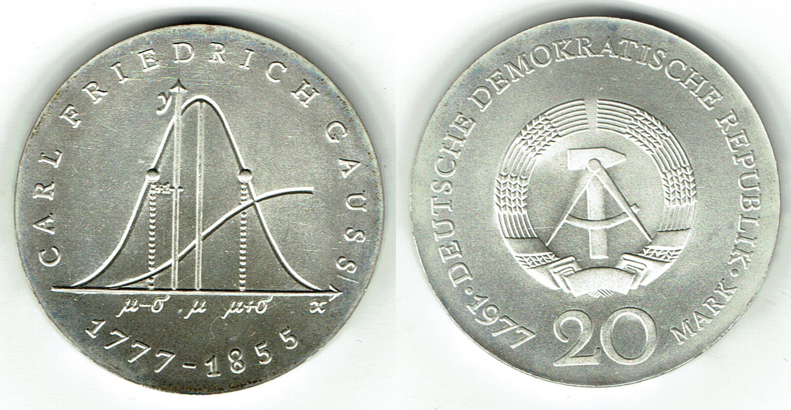 Deutsche Demokratische Republik 1977 DDR, Gedenkmünze 20 Mark Carl ...