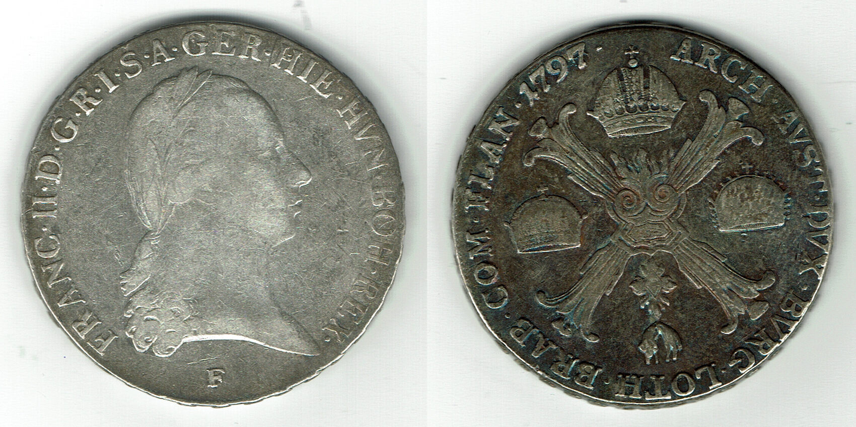 Haus Habsburg, Franz II., 1 Kronentaler 1797 F (Hall), Erhaltung siehe Scan! fast sehr schön ...