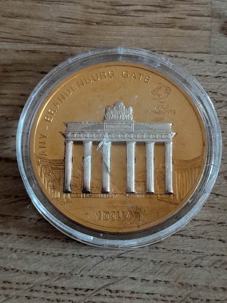 Cook Island 1 Dollar 2009 Skulpturmünze Brandenburger Tor, vergoldetet ...