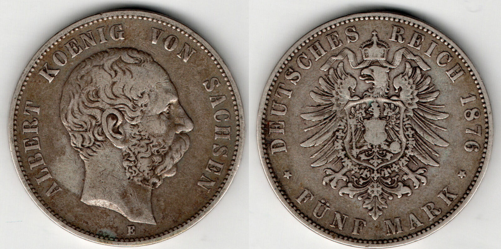 Sachsen, 5 Mark, 1876, König Albert fast sehr schön | MA-Shops