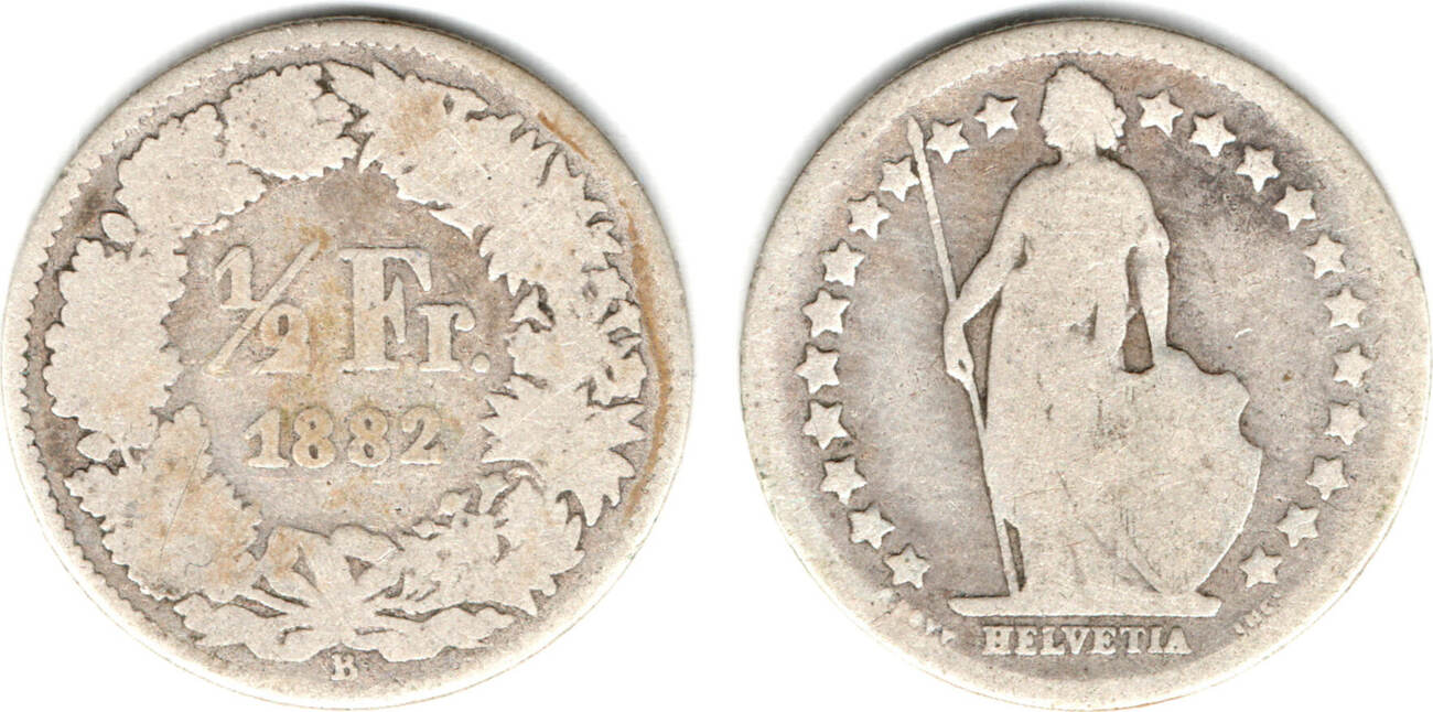 Schweiz, Kursmünze Silber, 1/2 Franken 1882, Erhaltung siehe Scan! schön | MA-Shops