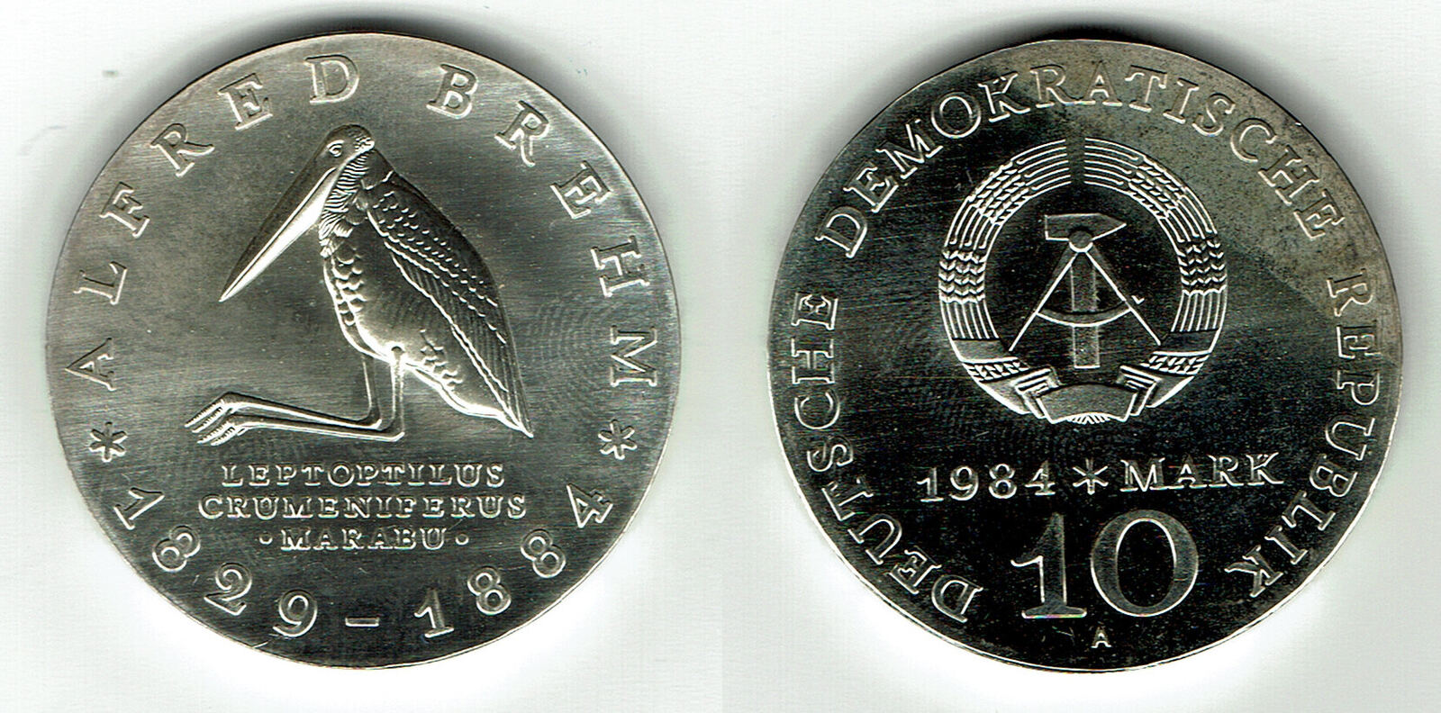 Deutsche Demokratische Republik 1984 DDR, Gedenkmünze 10 Mark Alfred ...