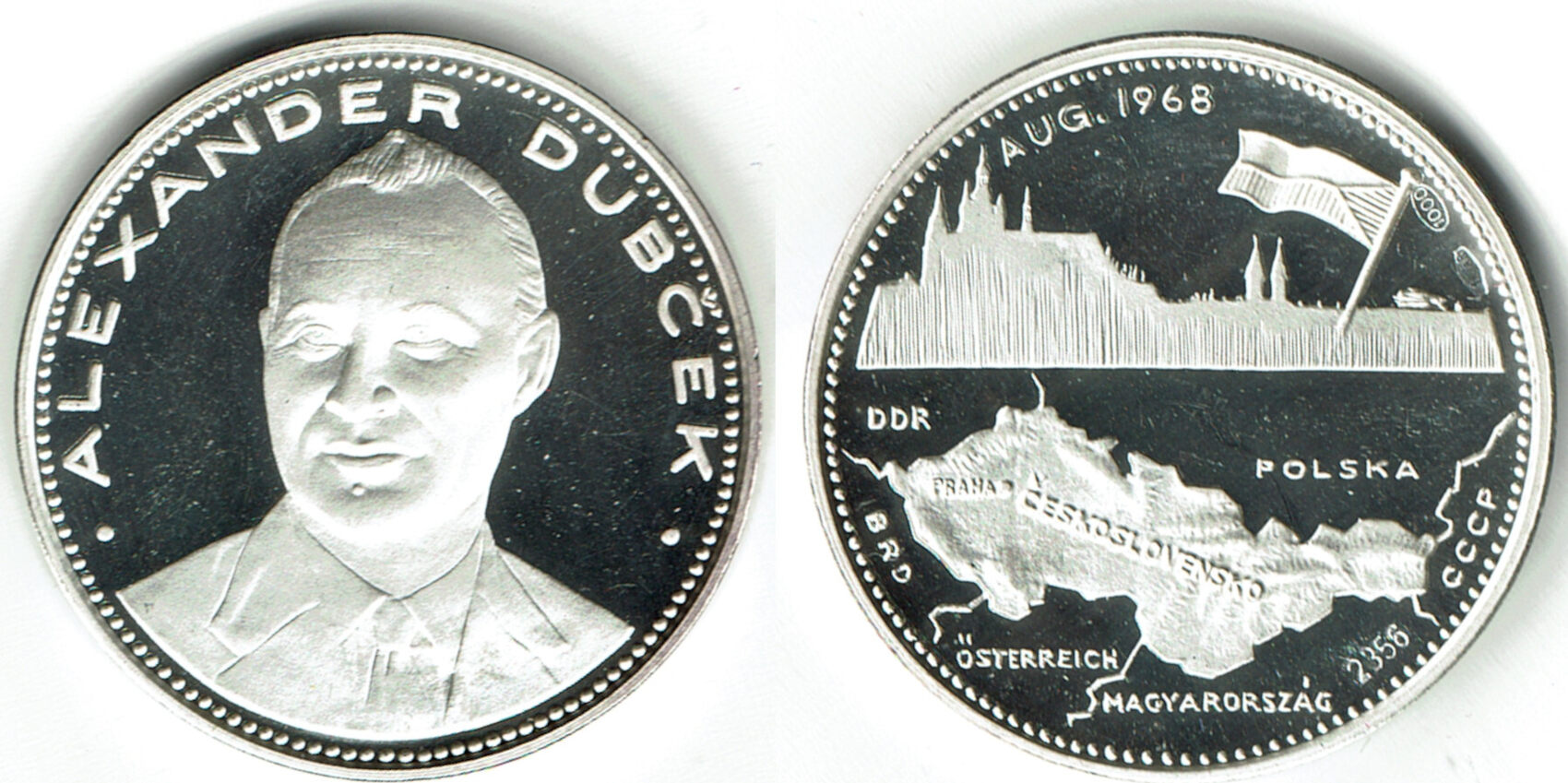 Tschechoslowakei Medaille Silbermedaille Alexander Dubcek, Prager ...