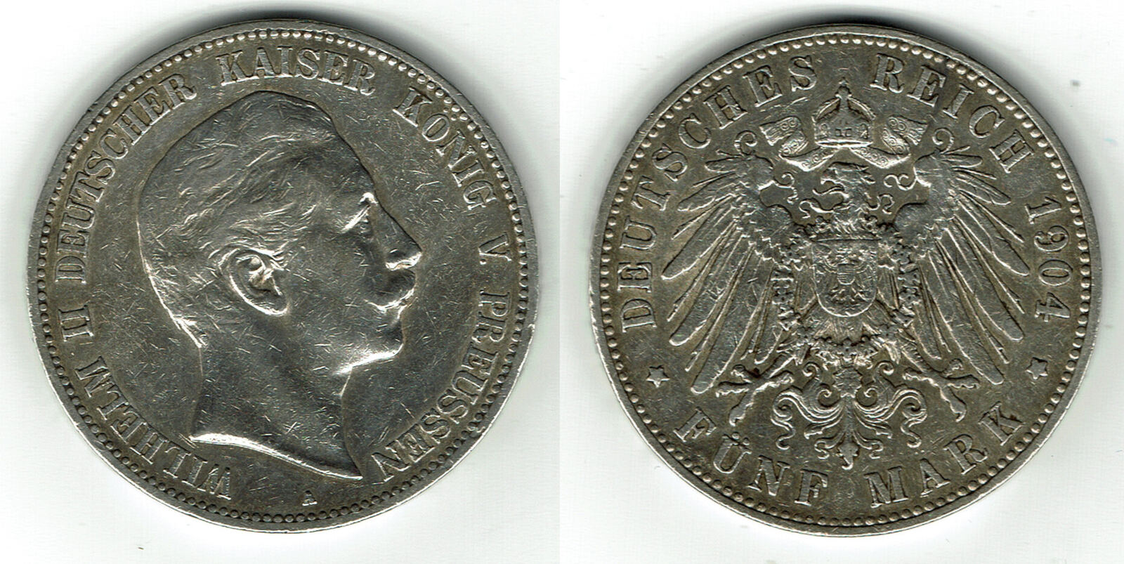Preußen 5 Mark 1904 A, Wilhelm II., Erhaltung siehe Scan! sehr schön, Randfehler | MA-Shops
