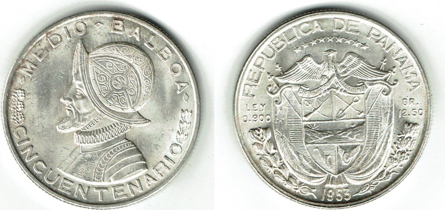 Panama 1953, 1/2 Balboa, Vasco Nunez de Balboa, siehe Scan gutes ...