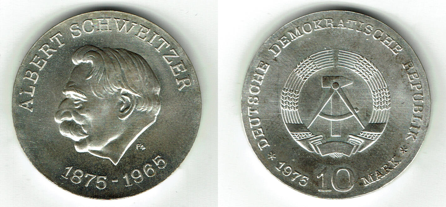 Deutsche Demokratische Republik 1975 DDR, Gedenkmünze 10 Mark Albert ...