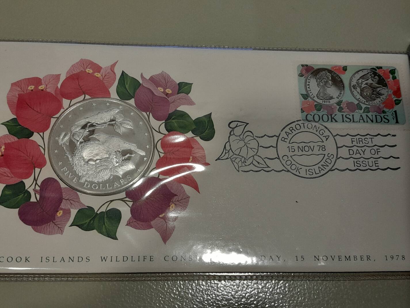 Cook Island 5 Dollars 1978 Silbergedenkmünze Naturschutz - Vögel ...