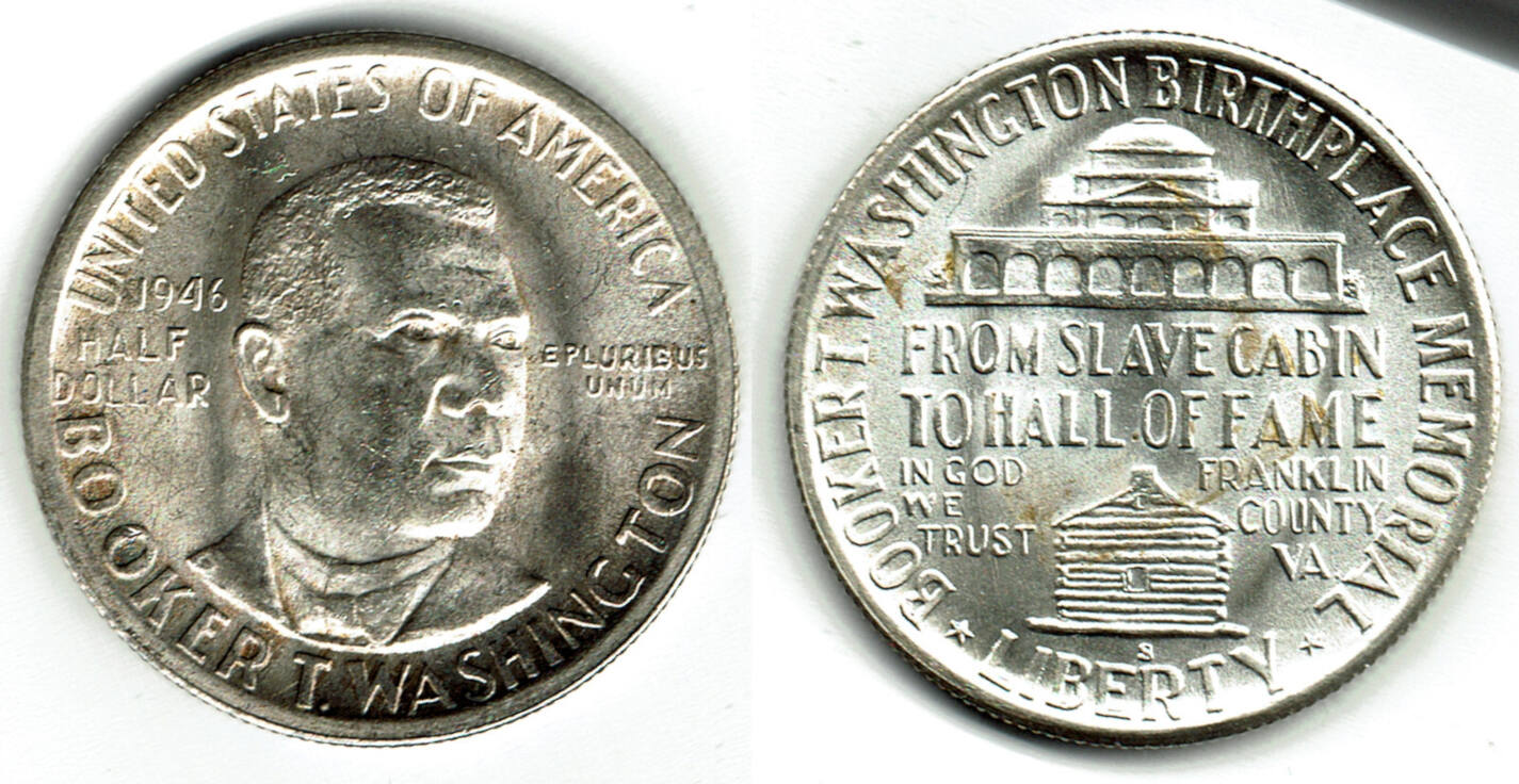 USA - Amerika 1/2 Dollar Halbdollar-Silbergedenkmünze 1946, Booker T. Washington vorzüglich bis ...