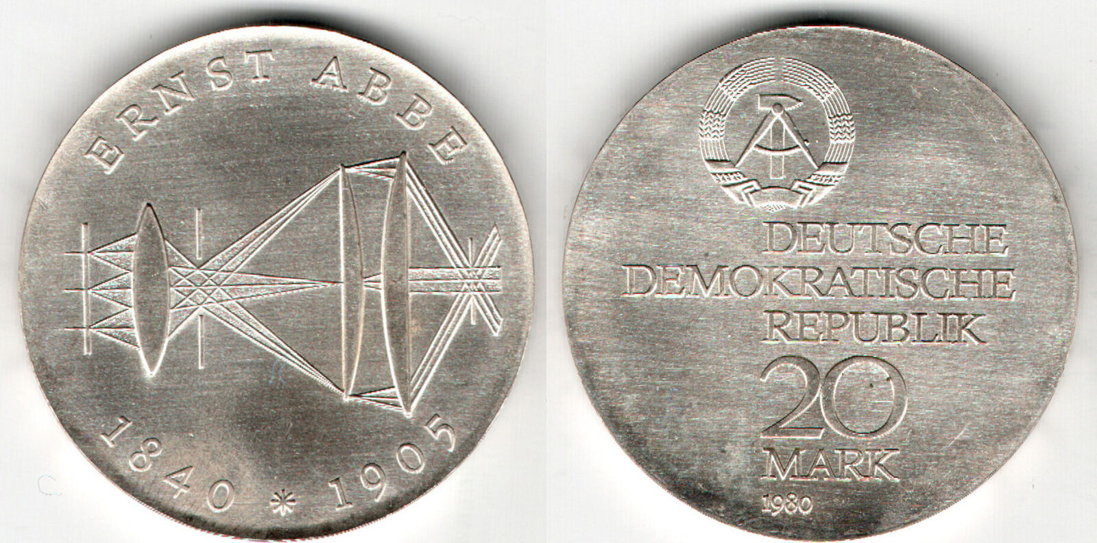Deutsche Demokratische Republik 1980 DDR, Gedenkmünze 20 Mark Ernst ...