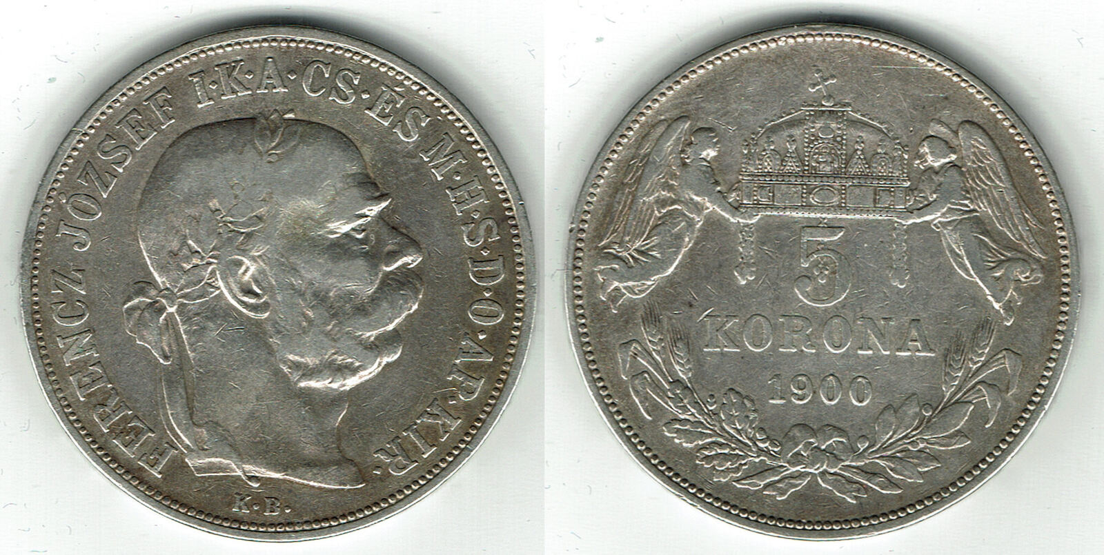 Haus Habsburg - Ungarn 5 Korona (5 Kronen) Franz Joseph, Ungarn, 5 Korona 1900 KB sehr schön ...
