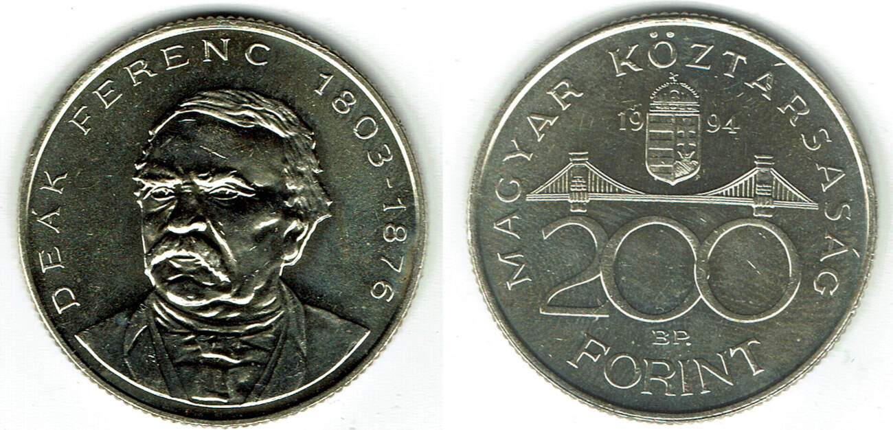 Ungarn 1994, 200 Forint, Deak Ferenc, siehe Bild vorzüglich | MA-Shops