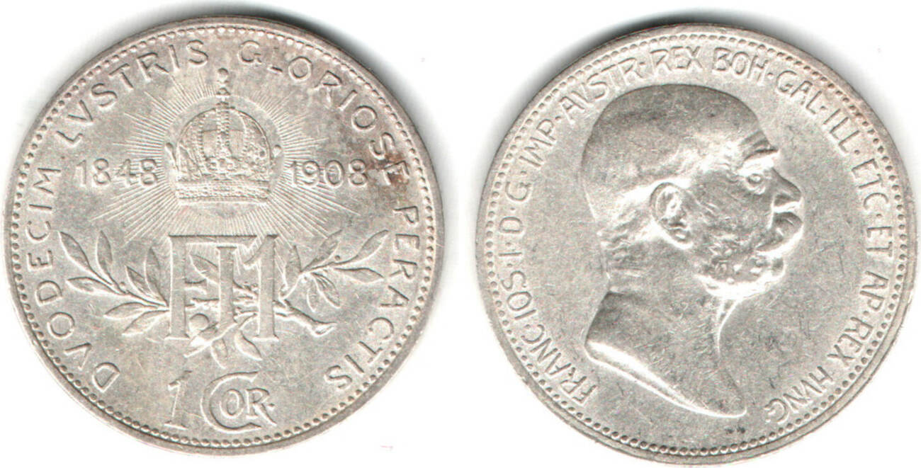 Österreich Kursmünze 1 Krone 1908, Regierungsjubiläum von Franz Josef I ...