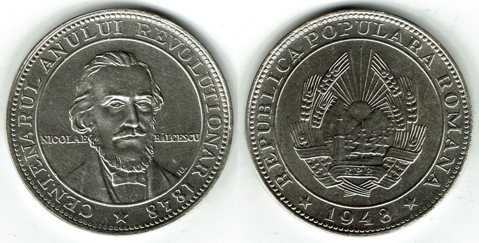 Silbermedaille (5 Lei-Größe) 1948 Rumänien, Nicolae Balcescu, 100 Jahre ...