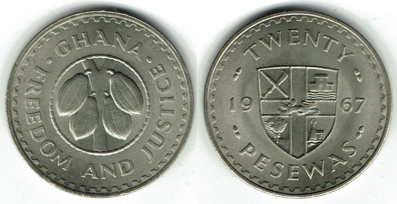 1967 Ghana, 20 Pesewas vorzüglich bis stempelglanz | MA-Shops