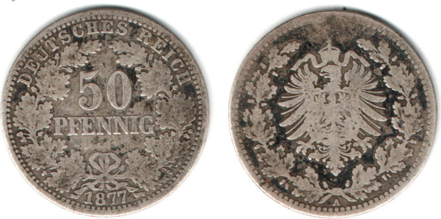 Deutsches Kaiserreich Kaiserreich, Kursmünze 50 Pfennig, 1877 A schön ...