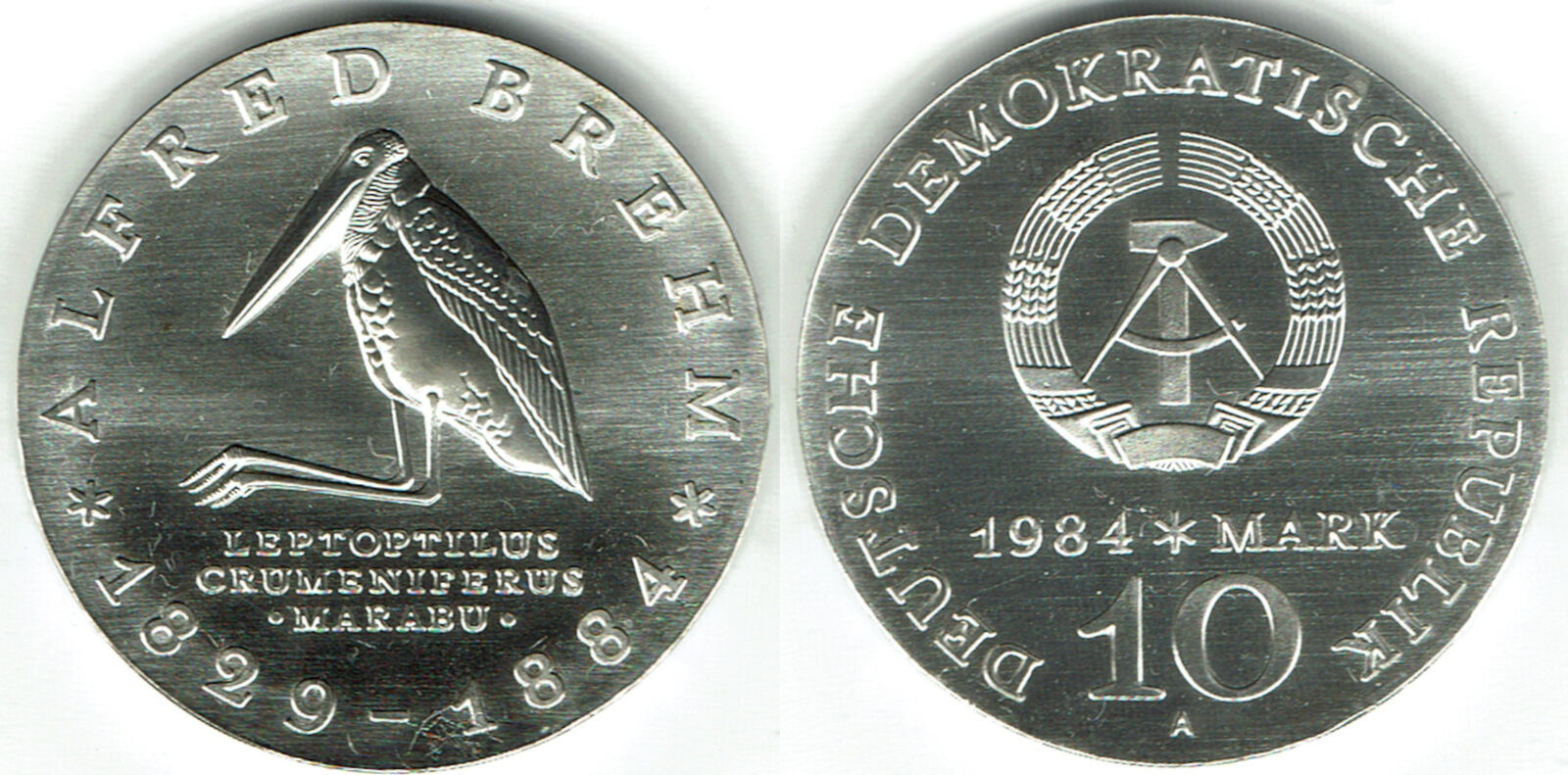 Deutsche Demokratische Republik 1984 DDR, Gedenkmünze 10 Mark Alfred ...