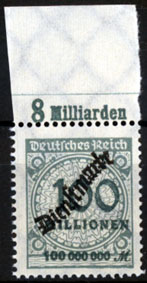 100 Millionen 1923 Deutsches Reich, Mi.-Nr. 82 POR C, Dienstmarken: Arbeiter postfrisch | MA-Shops