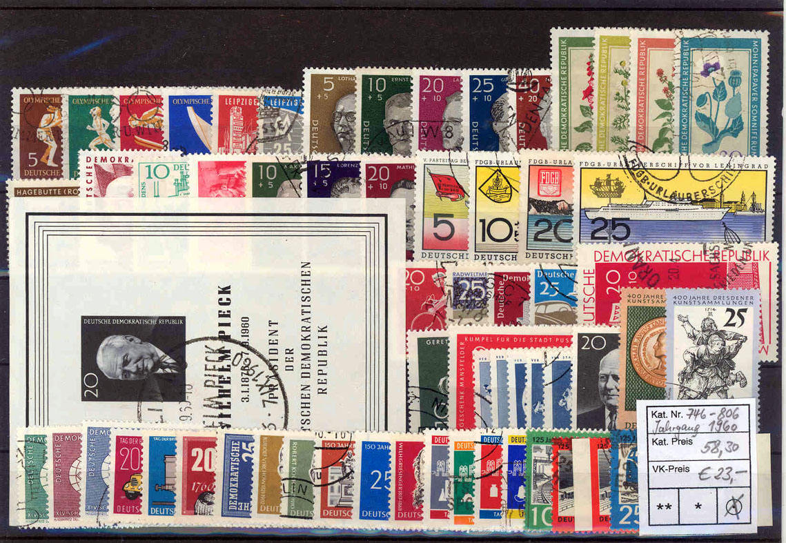 Briefmarken DDR, Jahrgang 1960 komplett gestempelt | MA-Shops