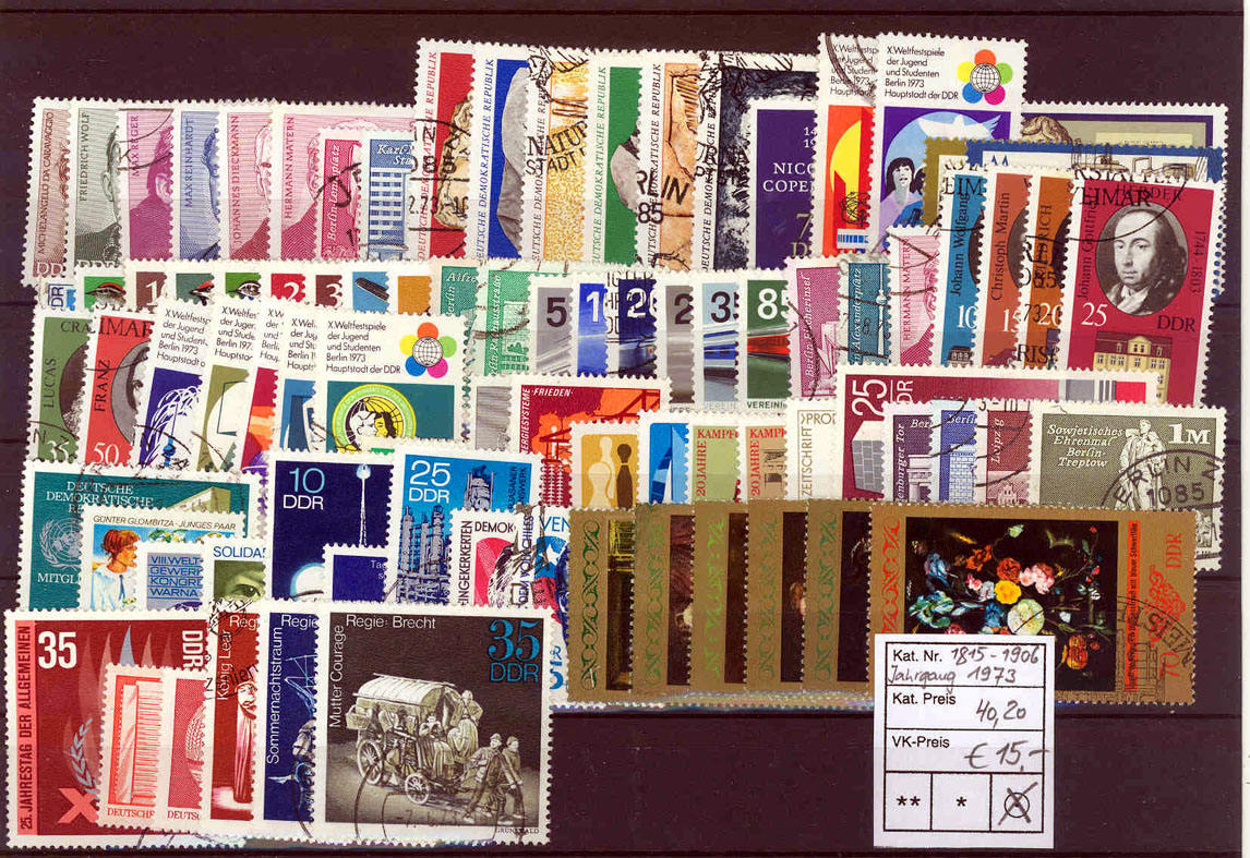 Briefmarken DDR, Jahrgang 1973 komplett gestempelt | MA-Shops
