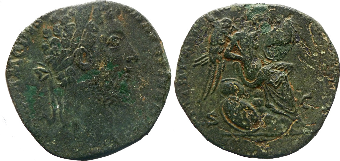 ROME sesterce 185 COMMODUS - VICT BRIT ss+ | MA-Shops