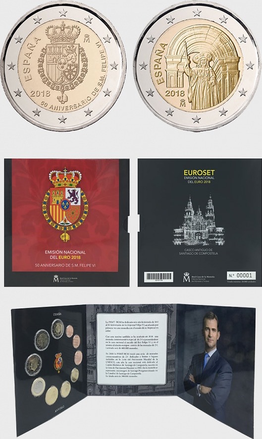 Coin Set 2018 Spain- 2018- Euro Coinage - Uncirculated- Coin Card vz-st ...