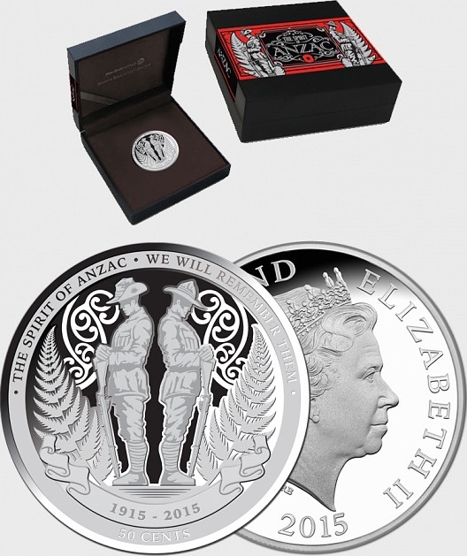 50 cents New Zealand- 2015- The Spirit of Anzac Premium Silver Proof ...