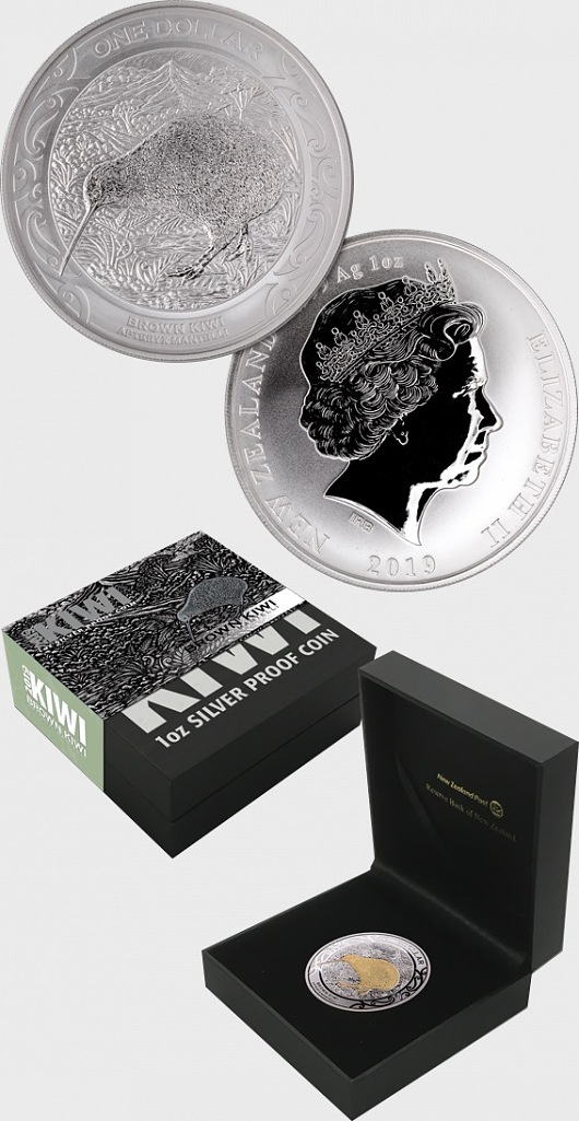 New Zealand One NZD 2019 Kiwi Silver Proof Coin - Silver Coin vz-st ...