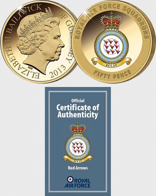 50p 2018 GUERNSEY - The Red Arrows Gold-Plated Coin - Single Coin | MA ...