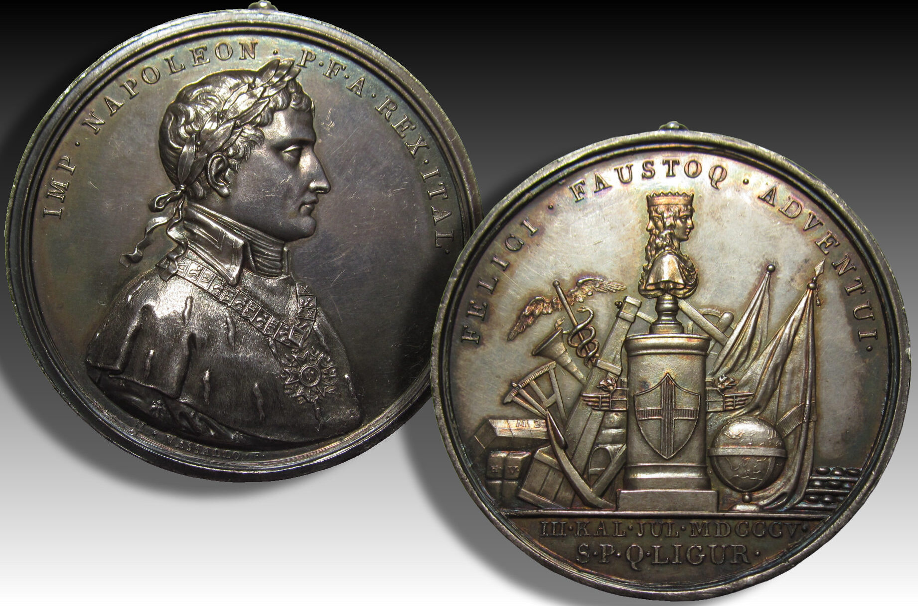 FRANCE - TIME OF NAPOLEON 50mm SILVER medal 1805 A.D. Napoléon ...