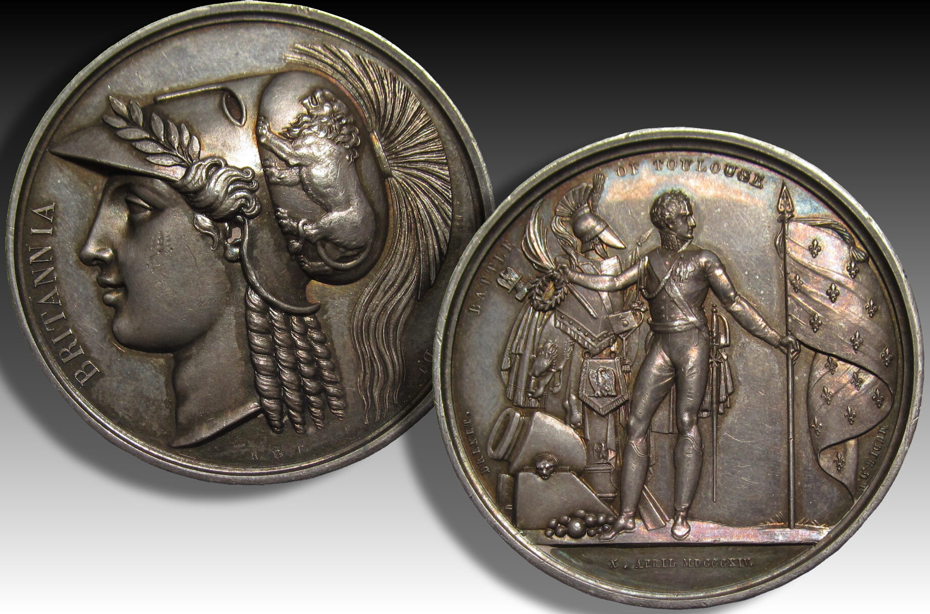 GREAT BRITAIN - TIME OF NAPOLEON 41mm SILVER medal 1814 A.D. (1820 A.D ...