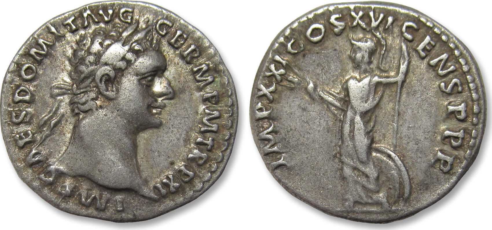 ROMAN EMPIRE AR denarius 92 A.D. Domitian / Domitianus, Rome - IMP XXI ...