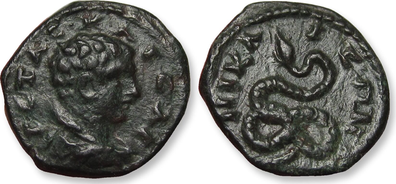 ROMAN EMPIRE AE (hemi)assarion 198-209 A.D. Geta as Caesar, Bithynia ...