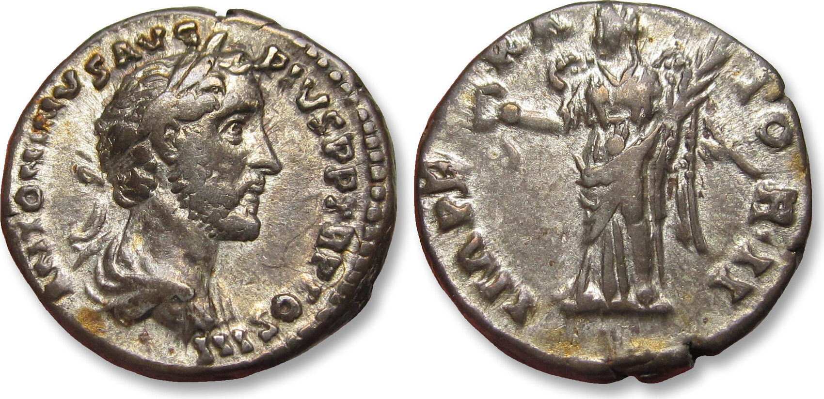 ROMAN EMPIRE AR silver denarius circa 143-144 A.D. Antoninus Pius, Rome ...