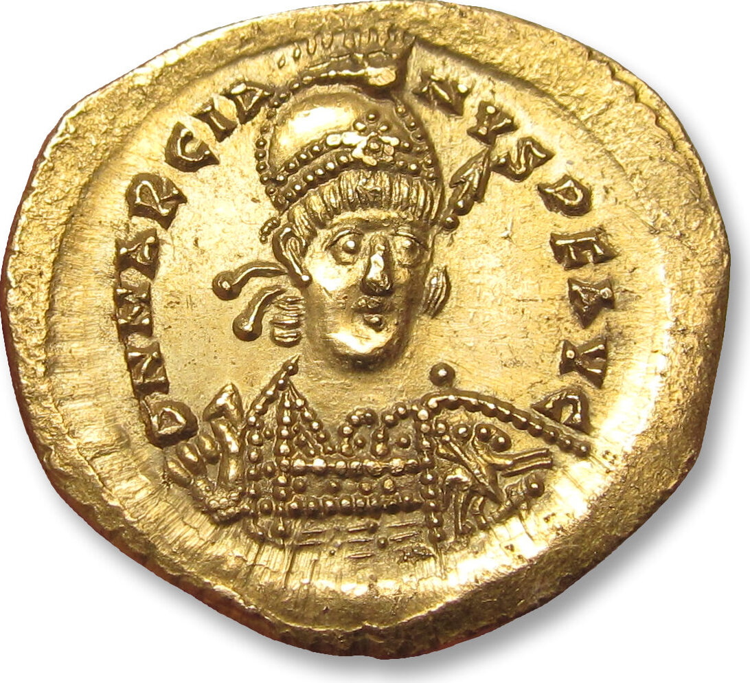 ROMAN EMPIRE AV gold solidus 450-457 A.D. Marcian / Marcianus ...